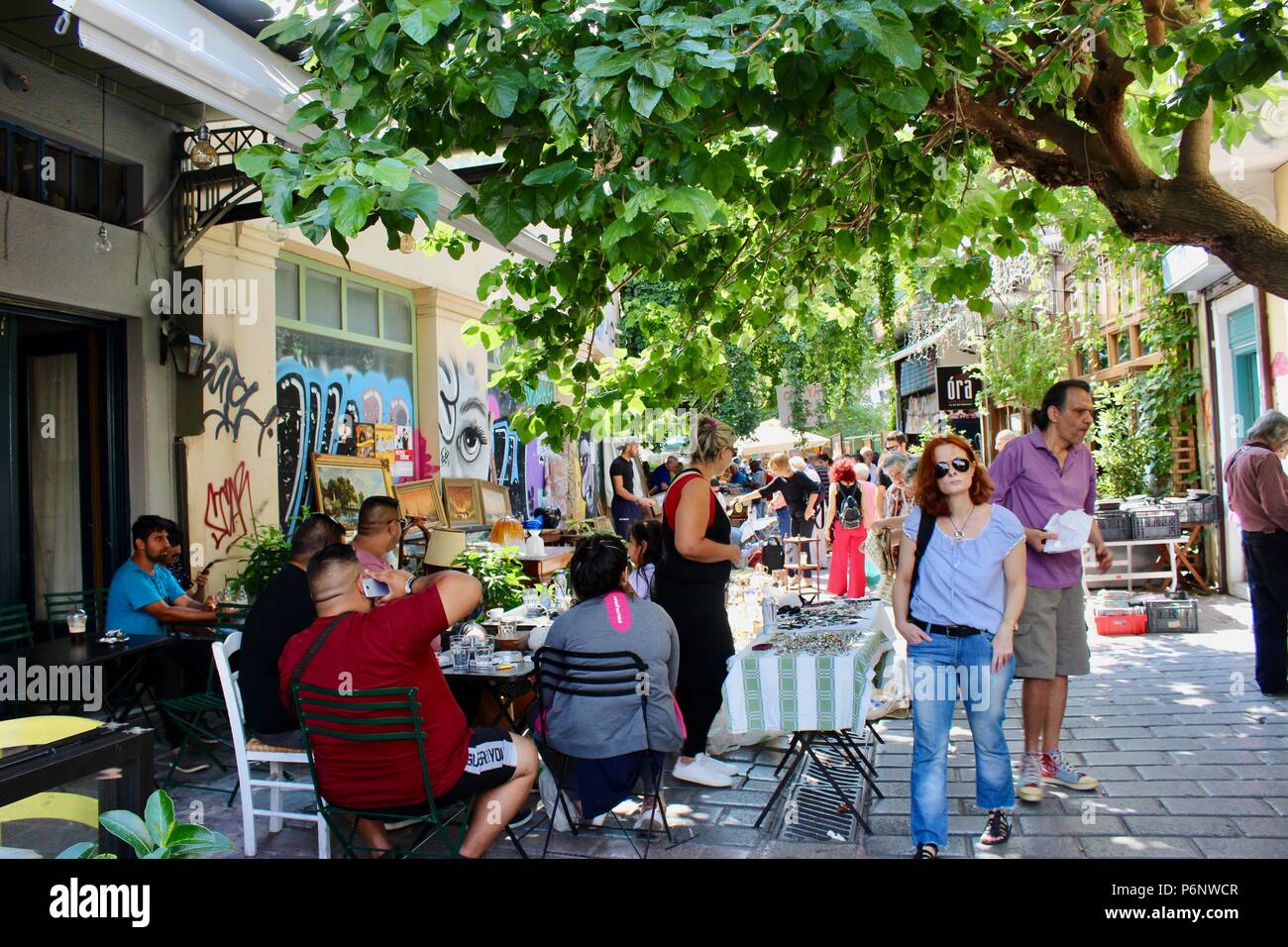 athens street market greece in summer Stock Photo - Alamy