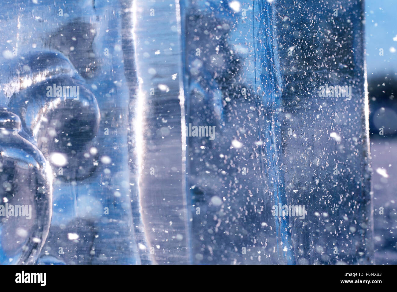 Texture of ice in winter. Pieces of frozen water on a street in the ...