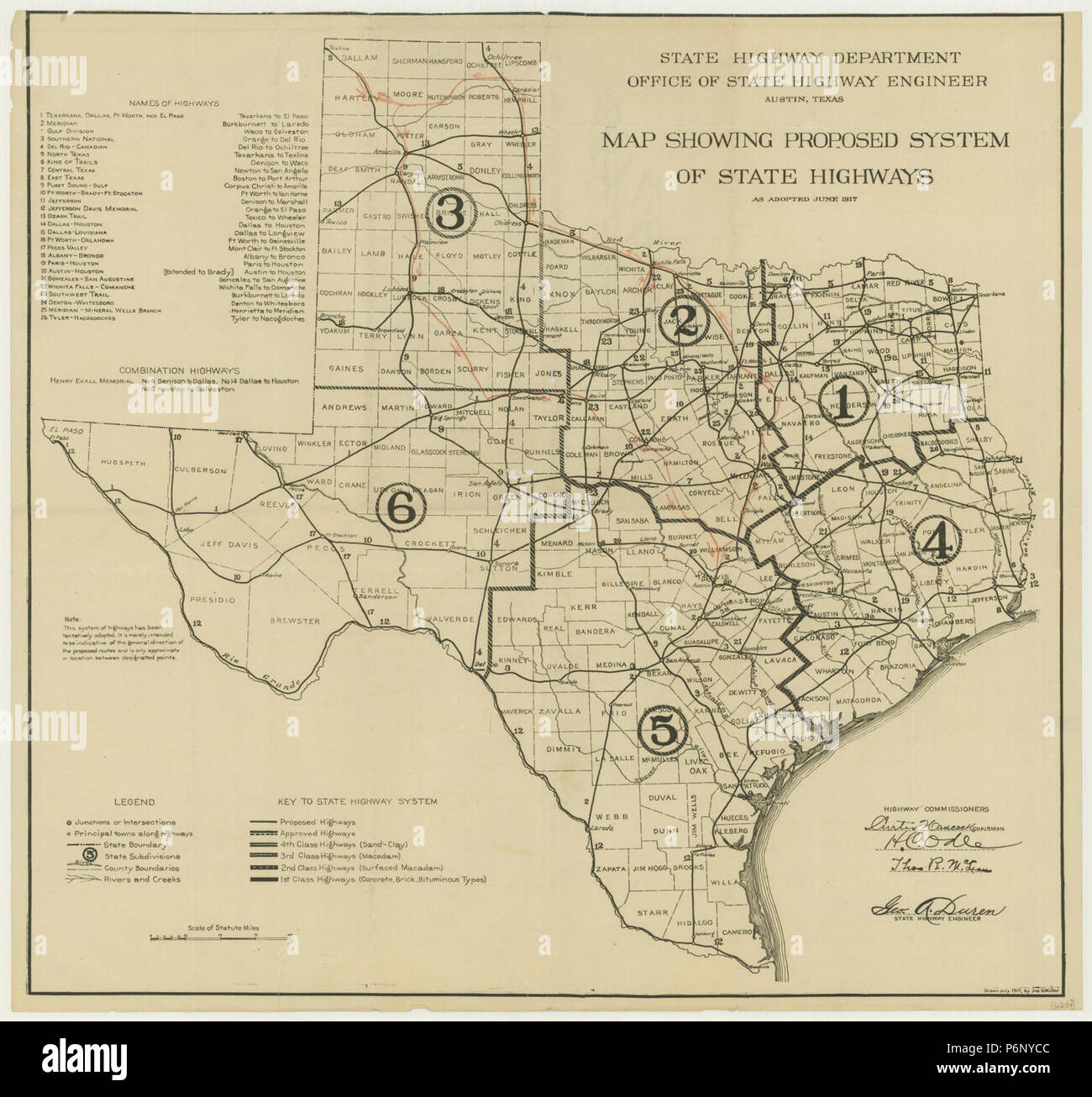 1917 Texas state highway map Stock Photo - Alamy
