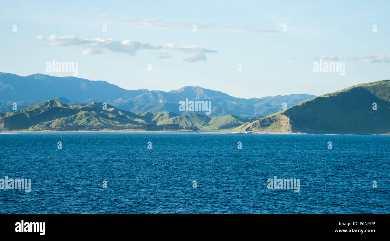 Stunning rolling green landscape on the coastline of New Zealand with ...