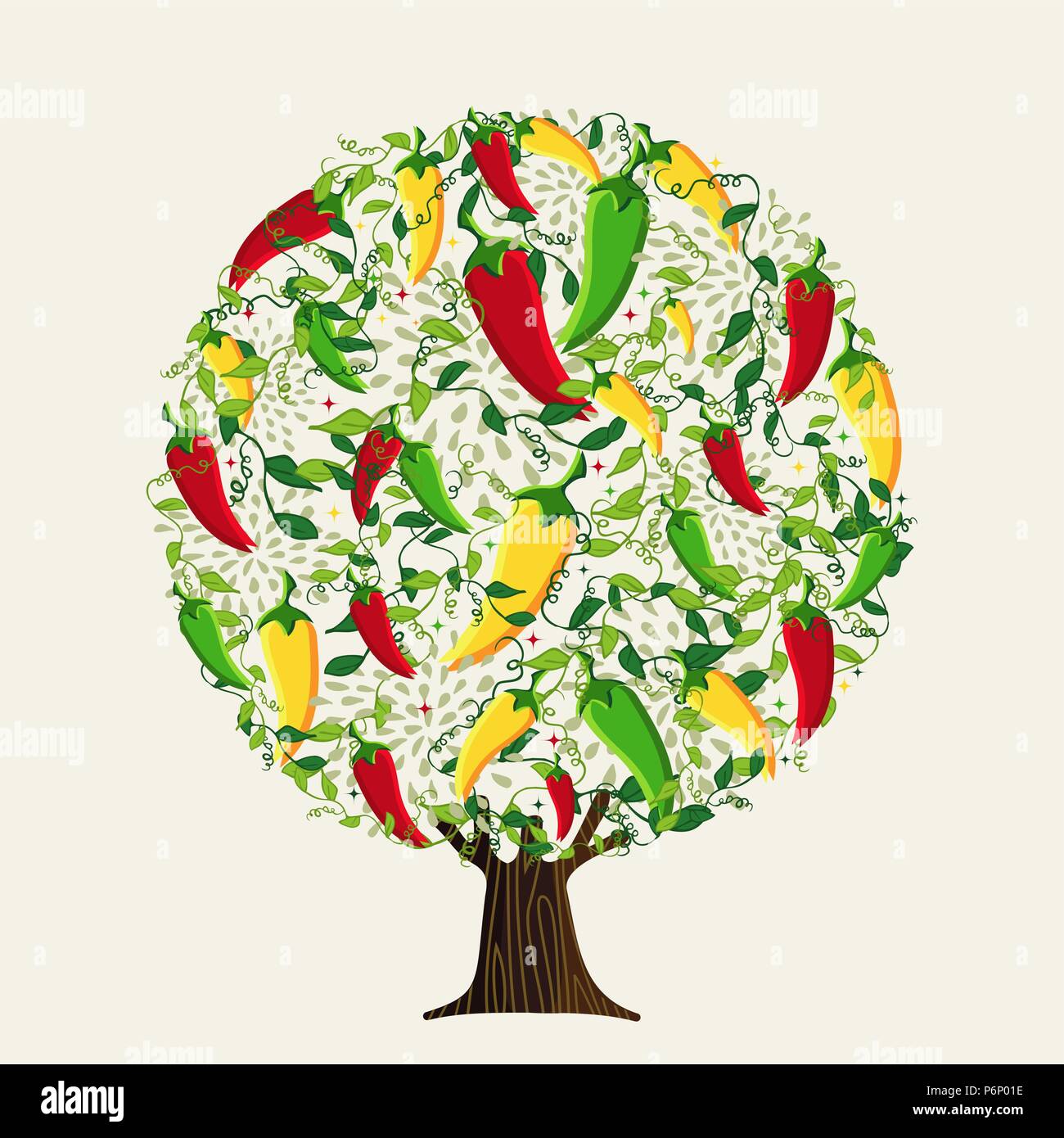 Chili tree vector vectors hi-res stock photography and images - Alamy