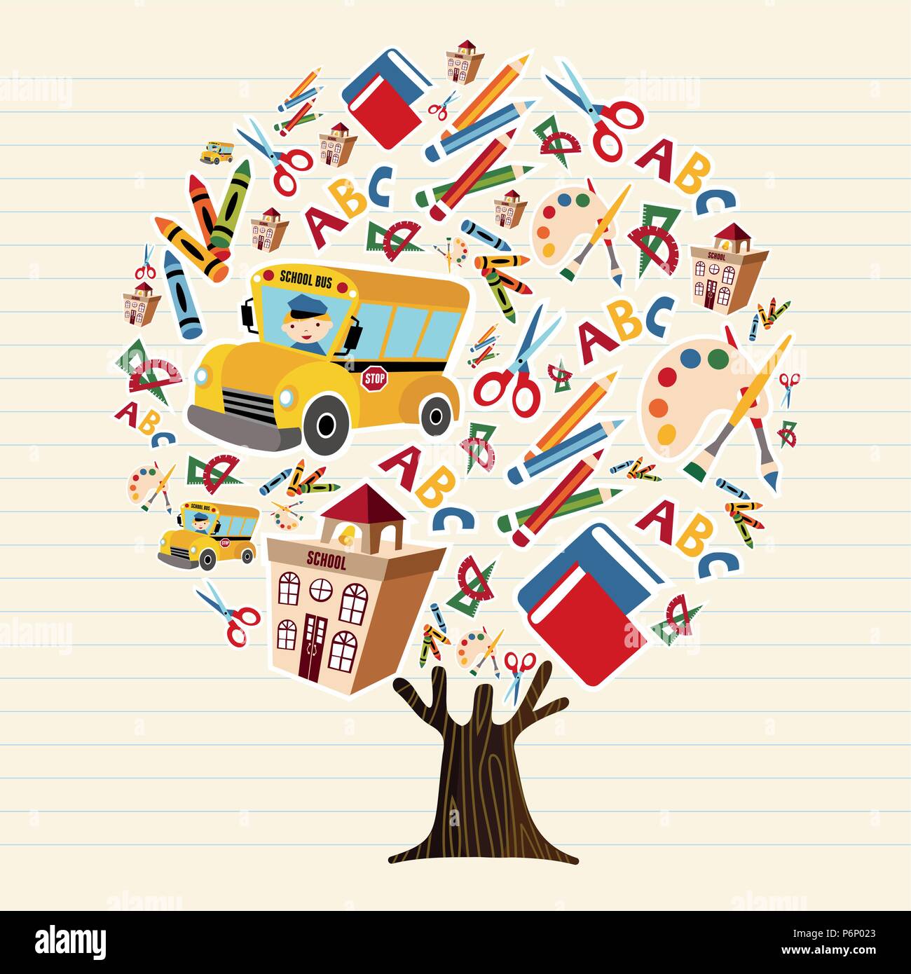 Tree made of kids class icons, children education concept. Educational ...