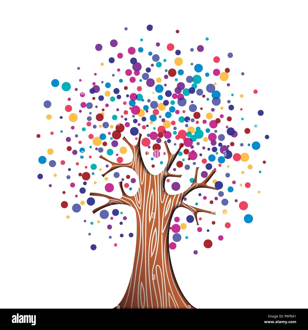 Tree made of colorful spotted paint texture. Nature concept ...