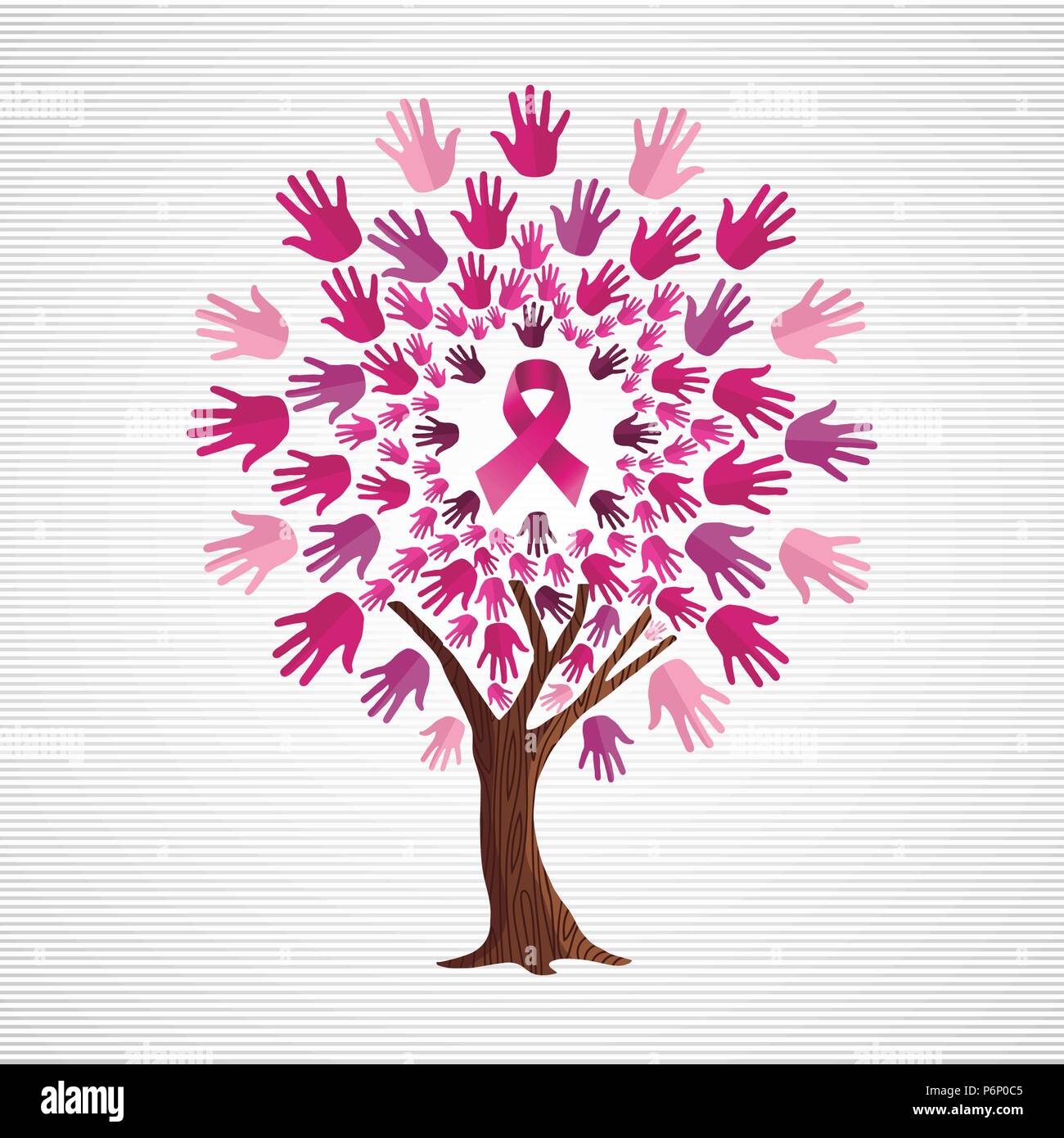 Breast cancer awareness month concept illustration for support. Tree ...