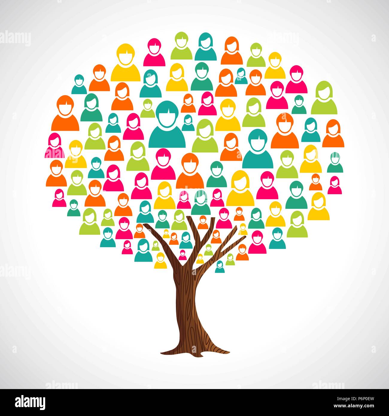 Tree made of diverse people silhouettes. Concept illustration for ...