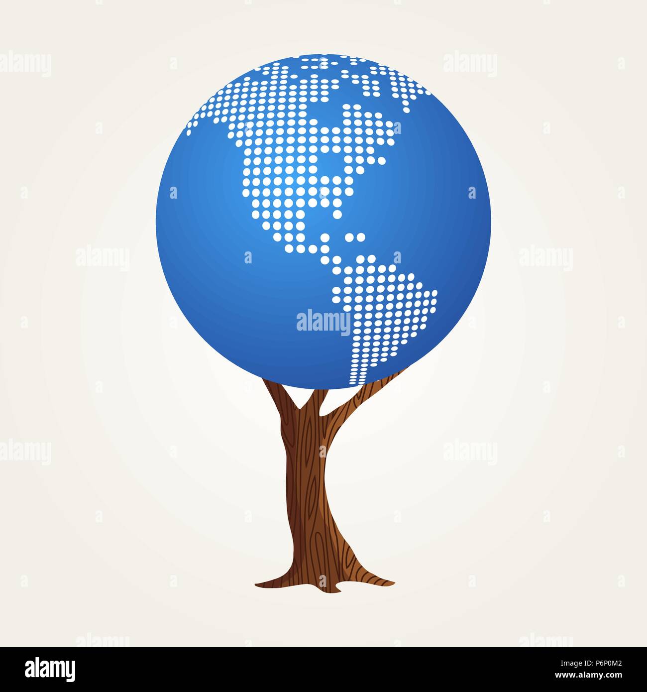Tree made of America world map. Concept illustration about global ...