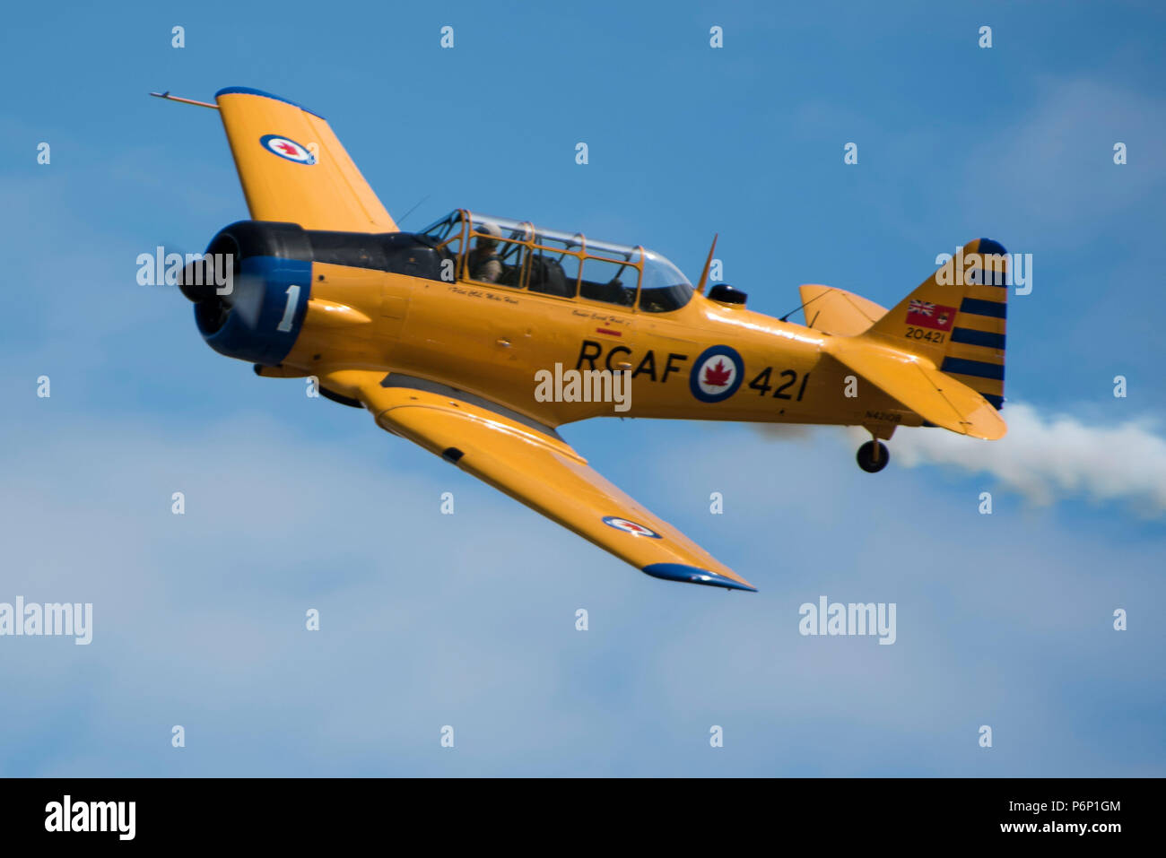 An AT-6 Harvard Mk IV performs an aerial display during the Heritage ...