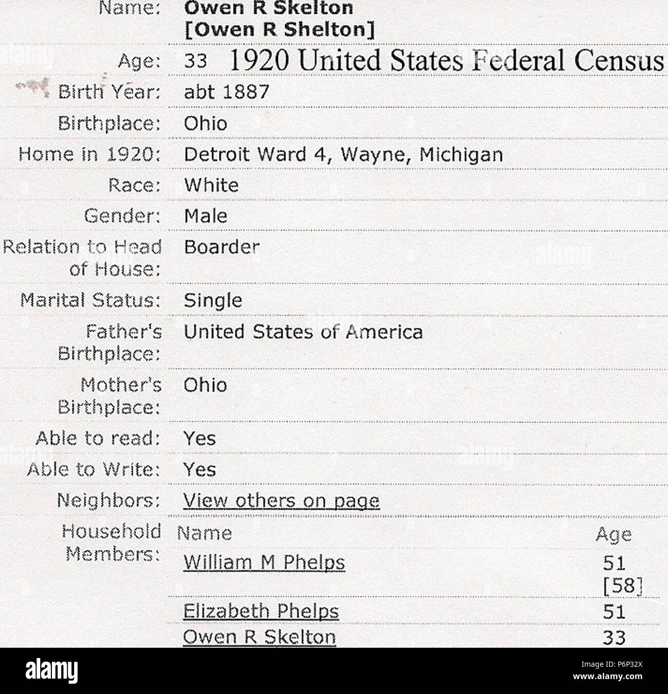 1920 census hi-res stock photography and images - Alamy