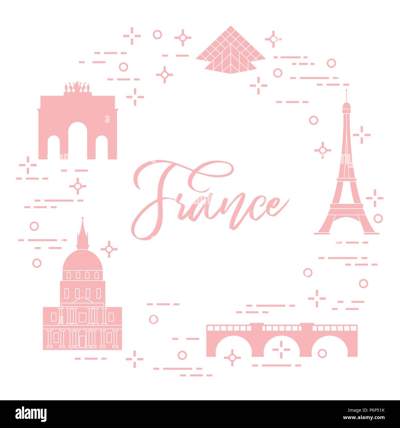 Famous buildings of Paris. Symbols and landmarks. Travel and leisure ...