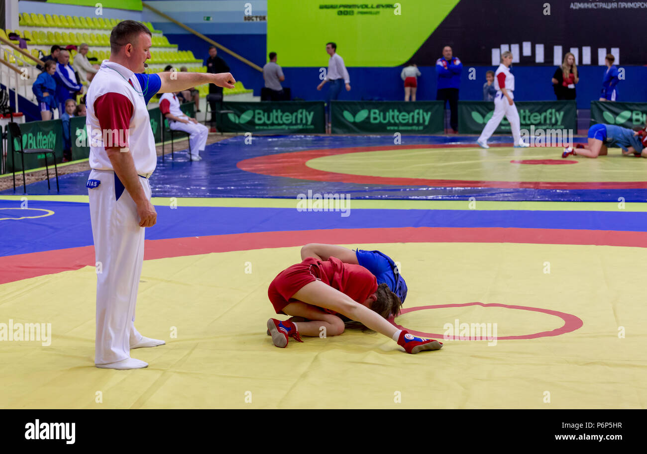 Russia, Vladivostok, 06/30/2018. Sambo competition among girls born in ...