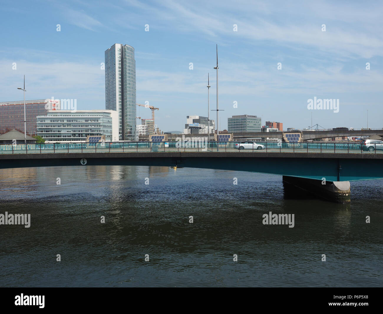 BELFAST, UK - CIRCA JUNE 2018: Panoramic view of River Lagan Stock ...
