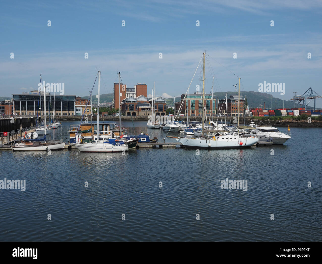 BELFAST, UK - CIRCA JUNE 2018: Panoramic view of River Lagan Stock ...