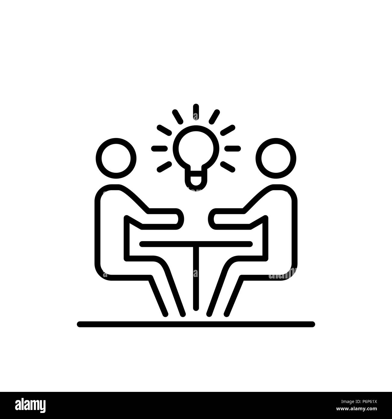 Teamwork business people icon simple line flat illustration Stock ...