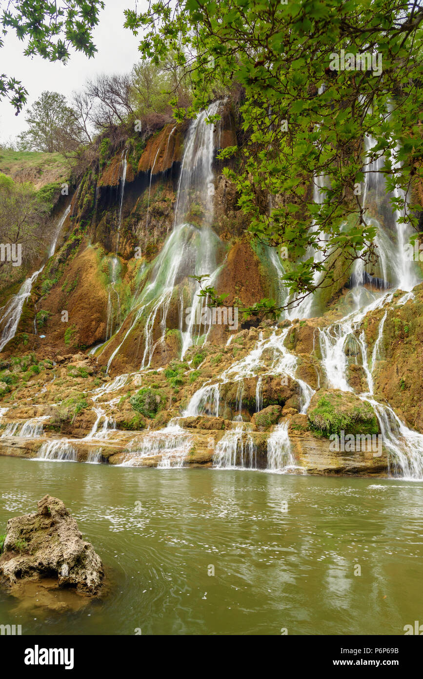 Bisheh waterfall in f Zagros mountains at Lorestan Province. Iran Stock ...