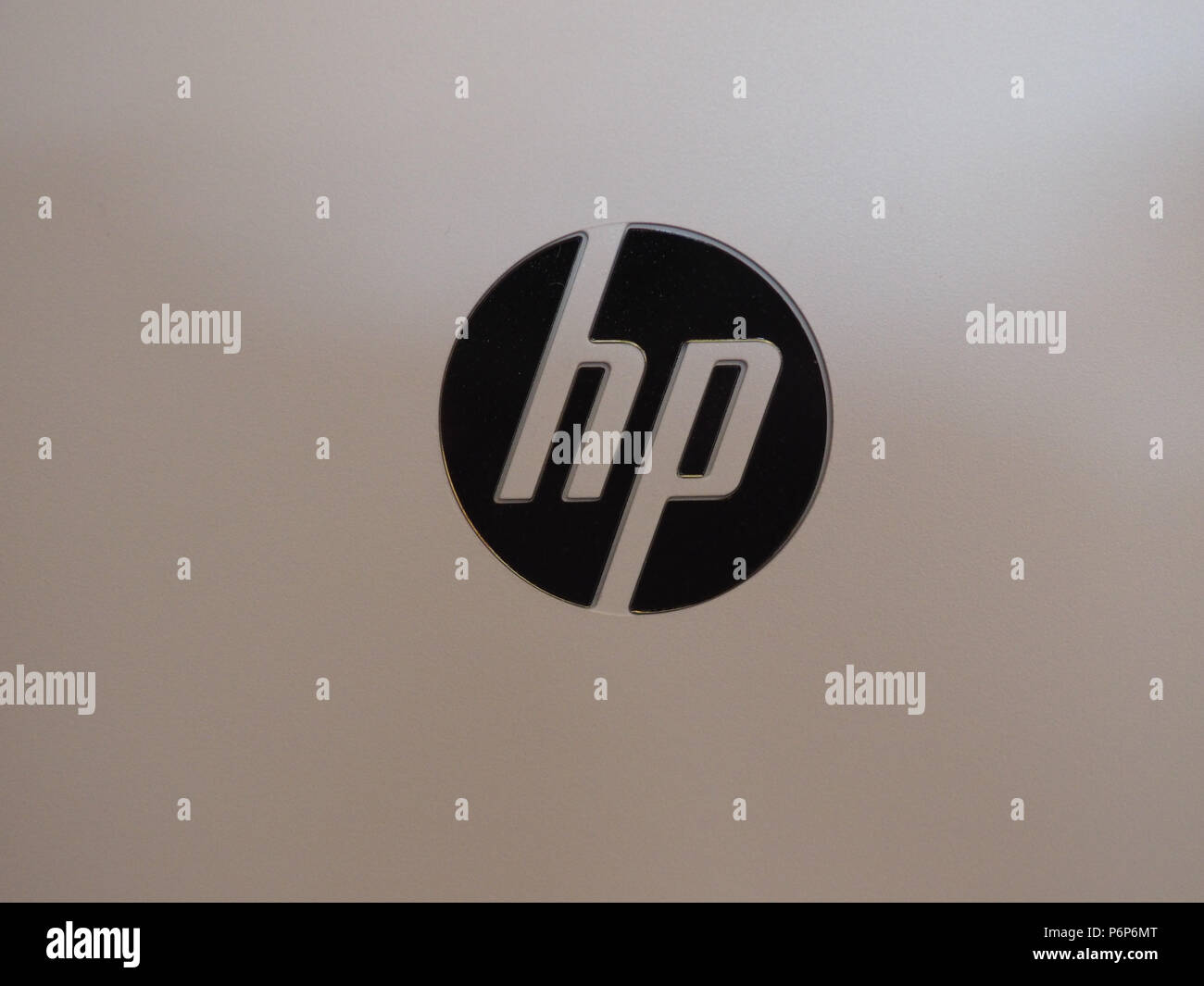 PALO ALTO, USA - CIRCA JUNE 2018: HP Hewlett Packard sign on laser ...