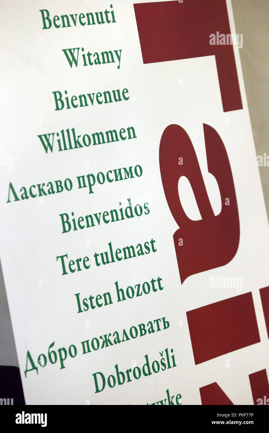 European Youth meeting of Taize in Basel. Welcome. Switzerland Stock ...