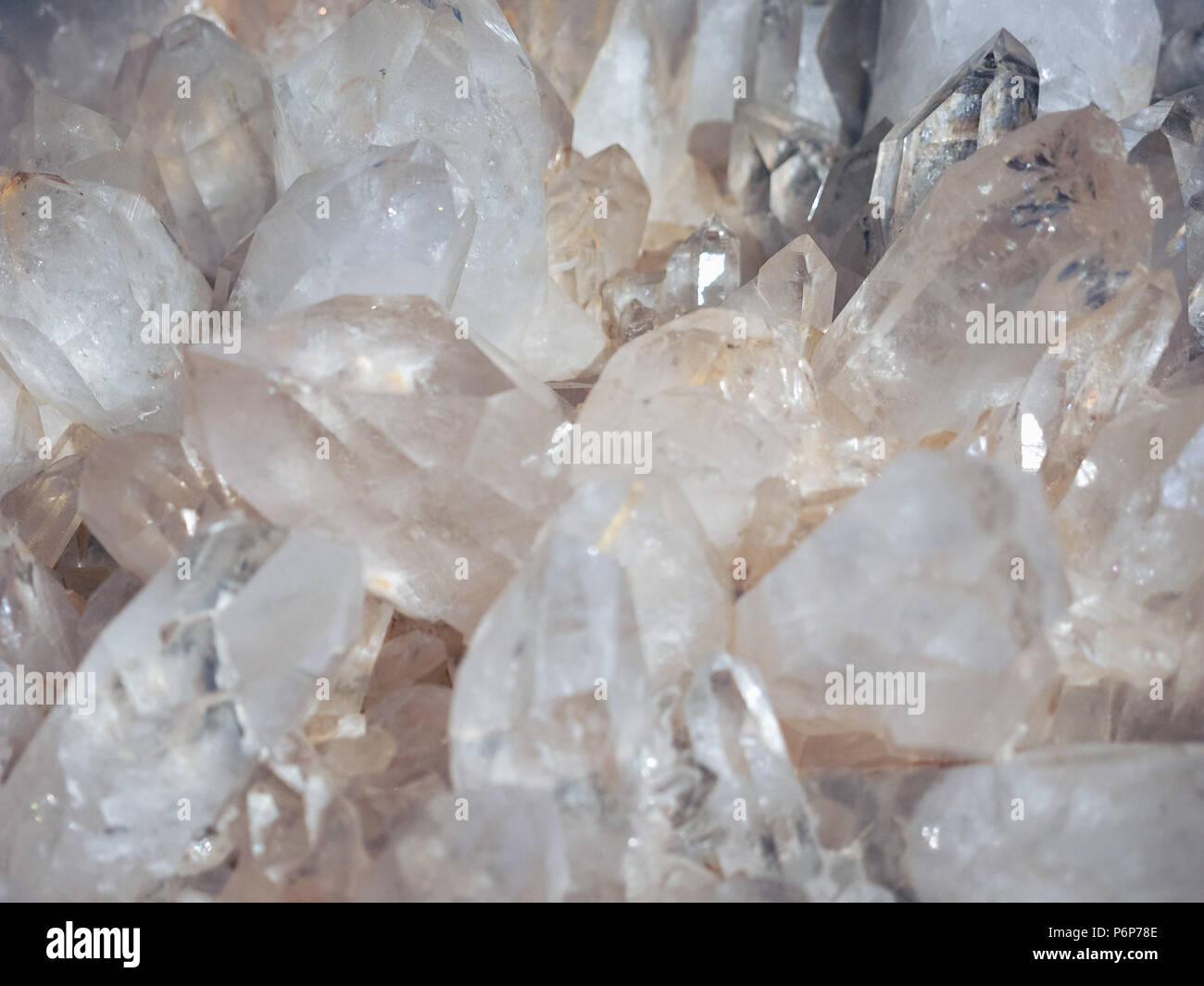 Quartz mineral crystals, made of silicon and oxygen atoms Stock Photo ...
