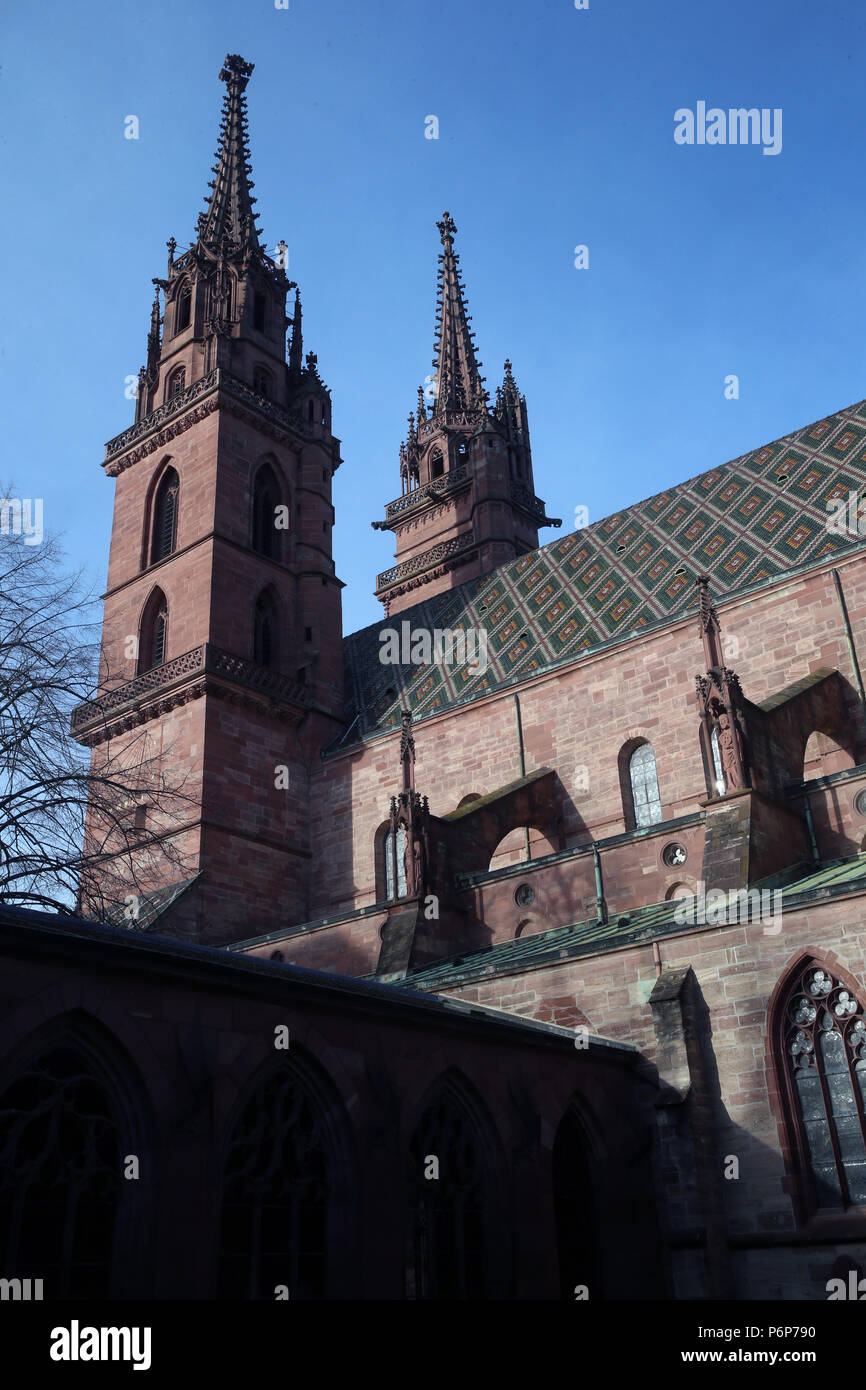Basel Cathedral Minster. Originally a Catholic cathedral and today a ...