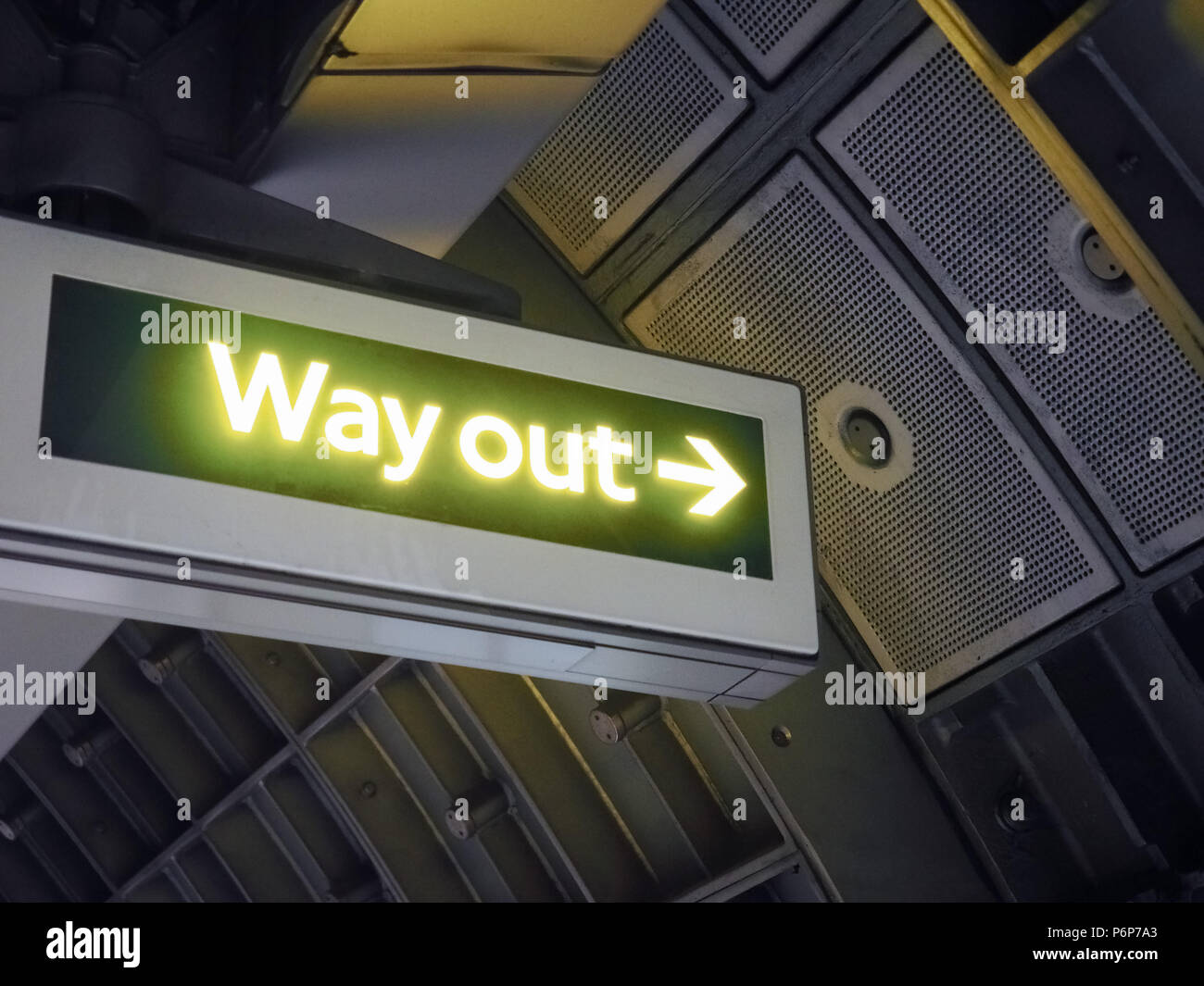 Way out sign in Tube station in London, UK Stock Photo - Alamy