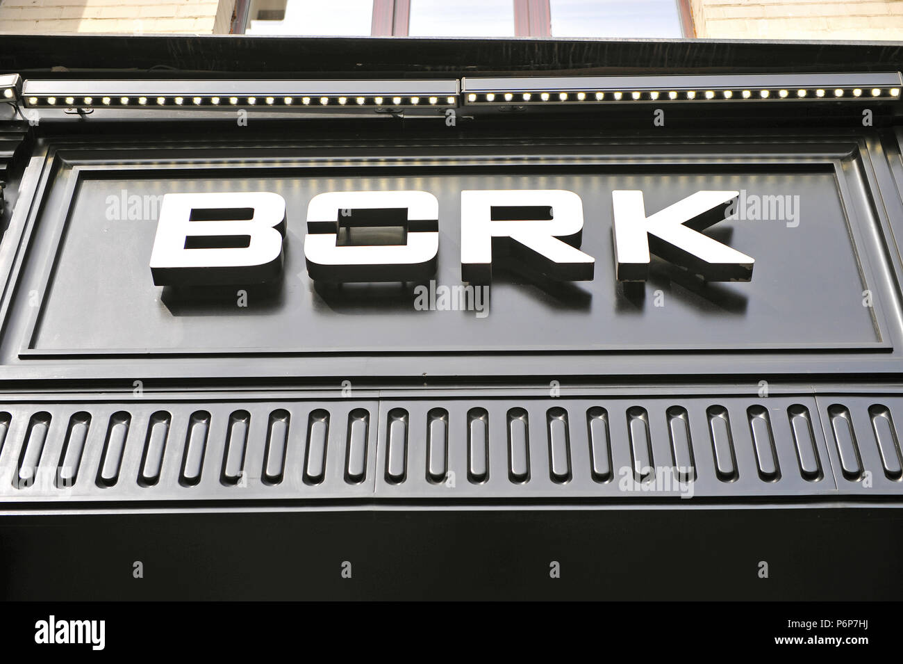 MOSCOW, RUSSIA - MAY 02: Logo of Bork flagship store, Moscow on May 2 ...