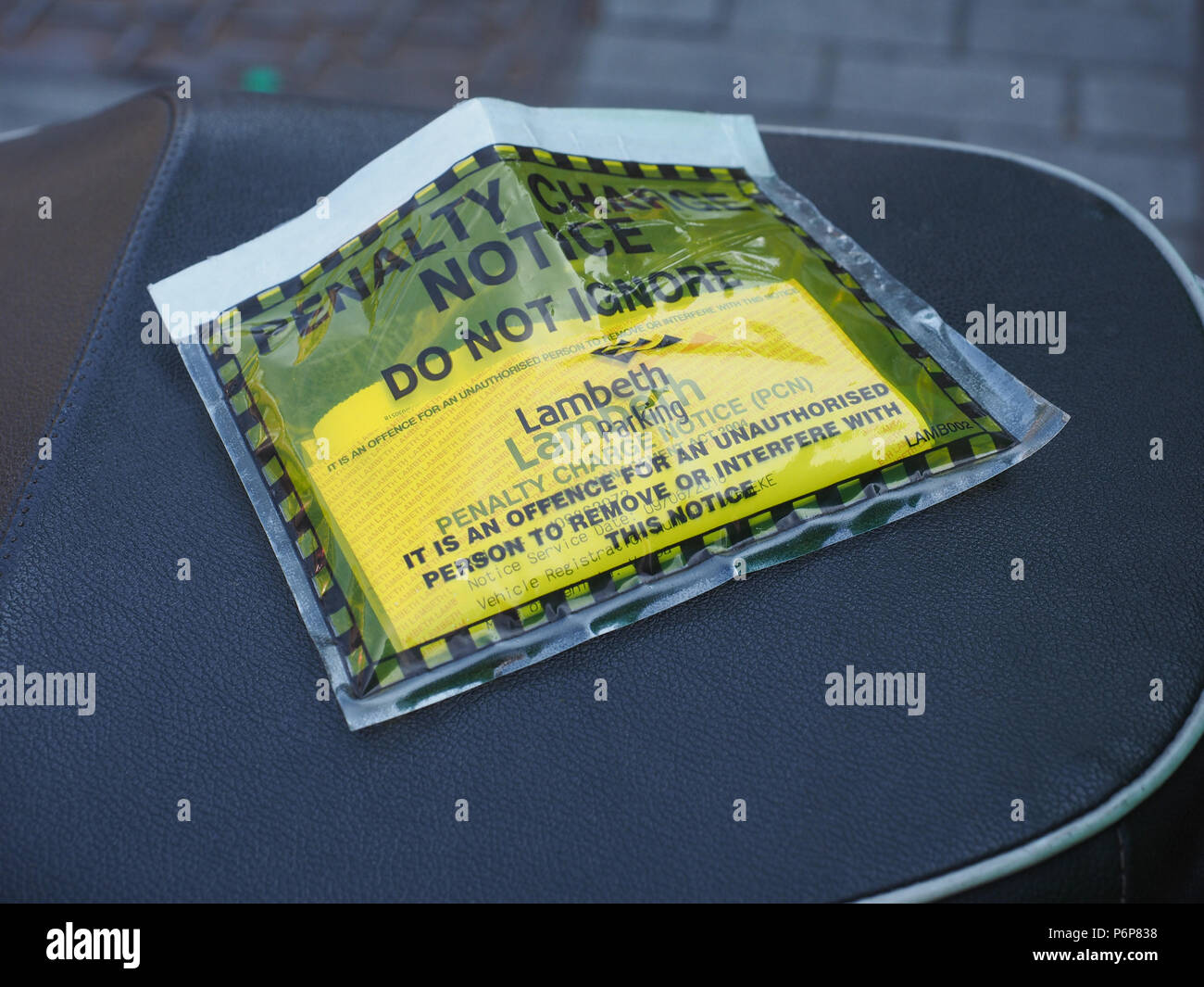 LONDON, UK - CIRCA JUNE 2018: Penalty charge notice for a parking ...