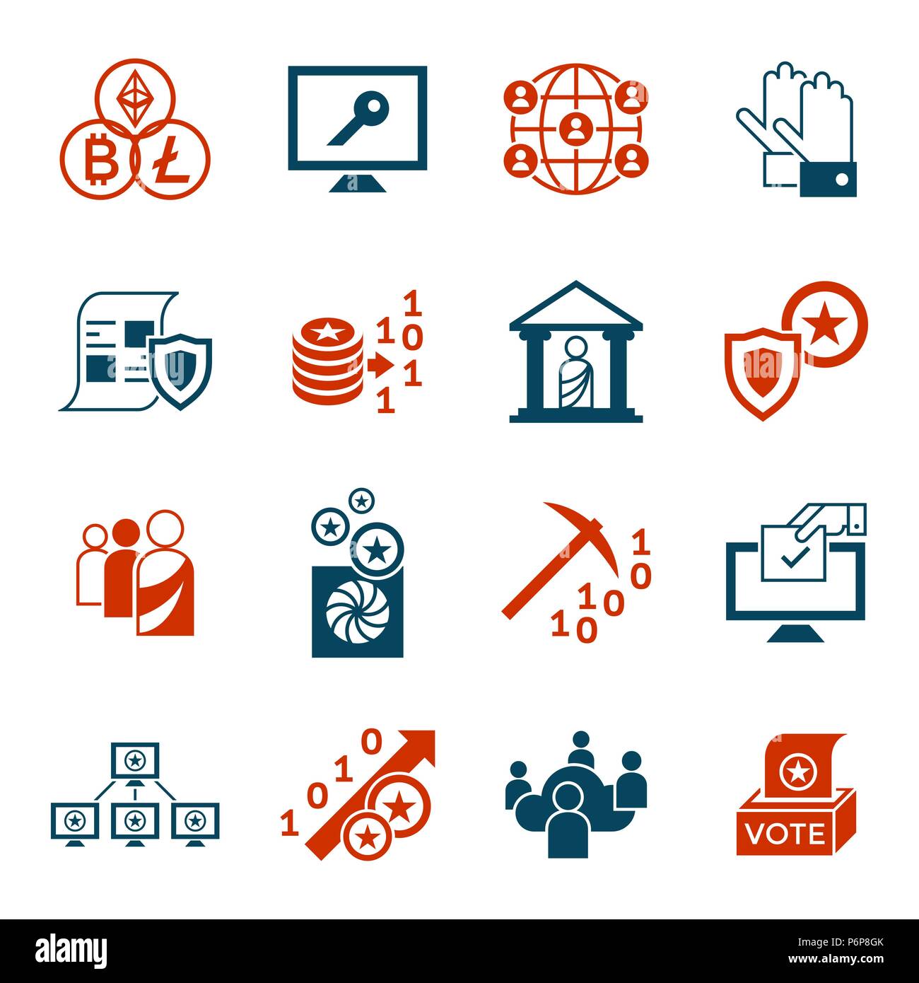 Digital vector crypto democracy and security icons set infographics ...