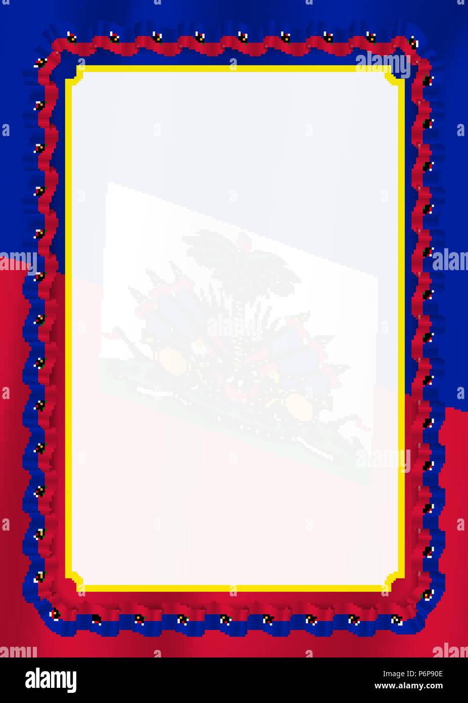 Frame and border of ribbon with Haiti flag, template elements for your ...