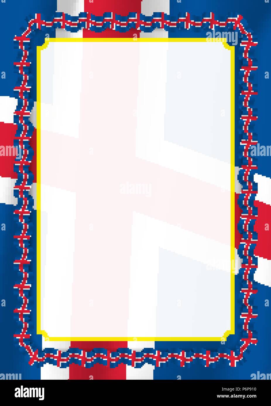 Frame and border of ribbon with Iceland flag, template elements for ...