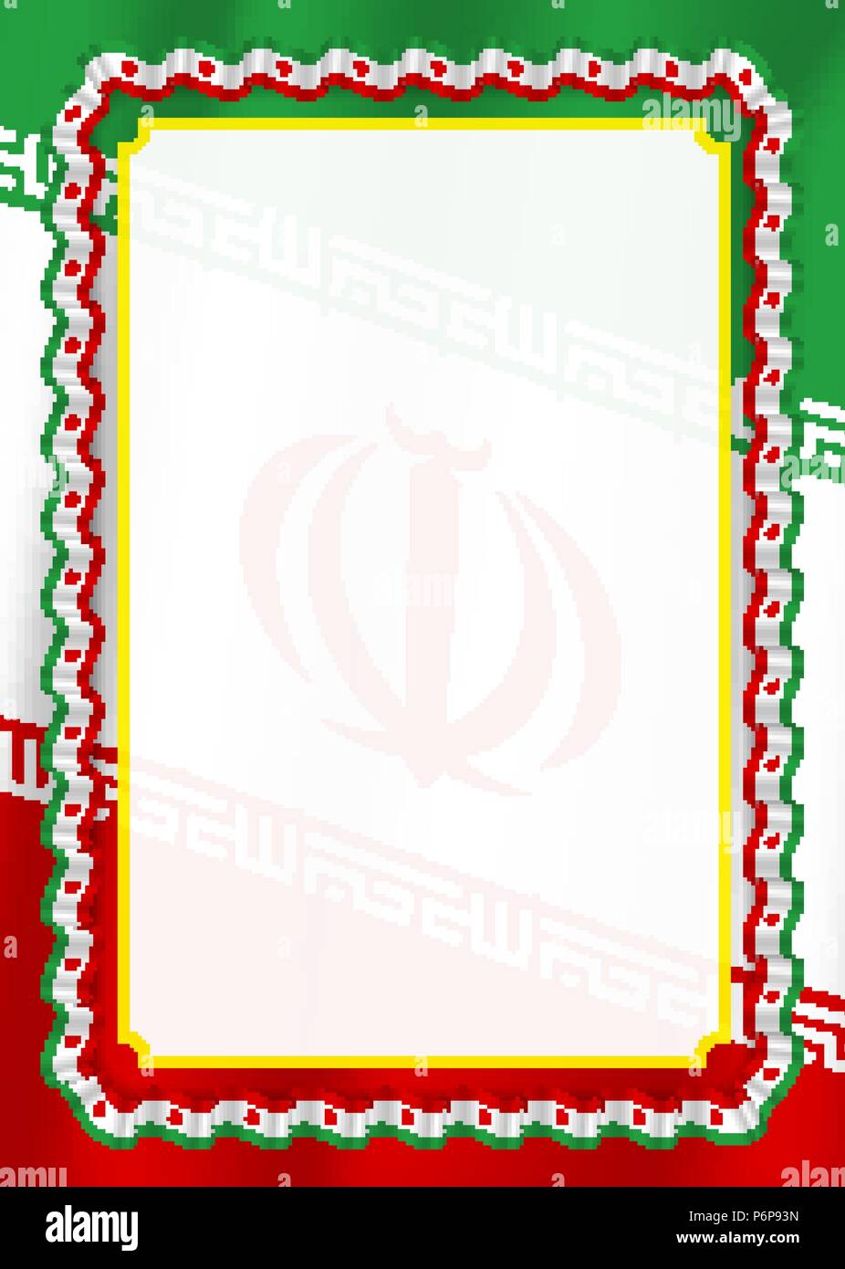 Frame and border of ribbon with Iran flag, template elements for your ...