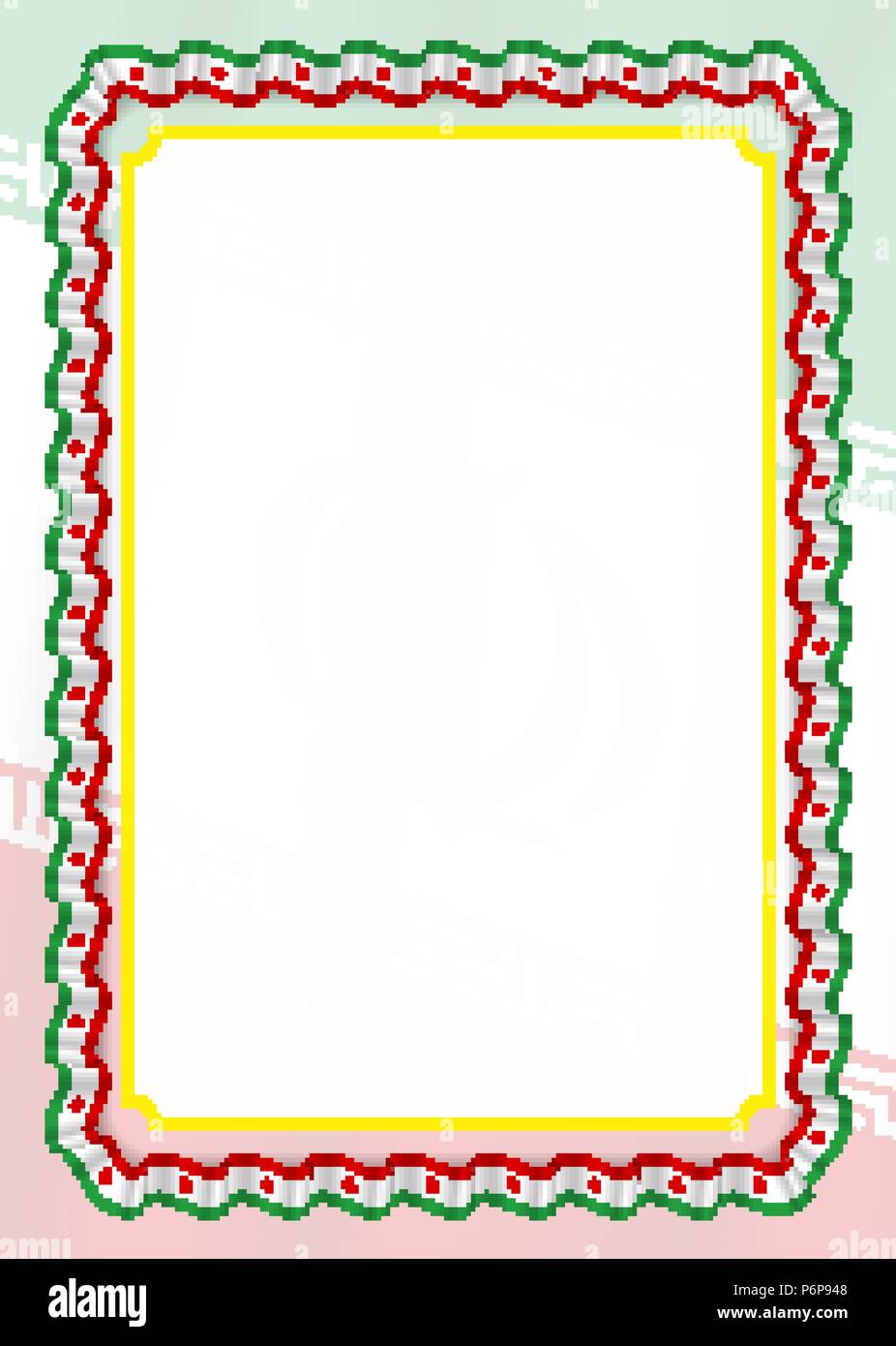 Frame and border of ribbon with Iran flag, template elements for your ...