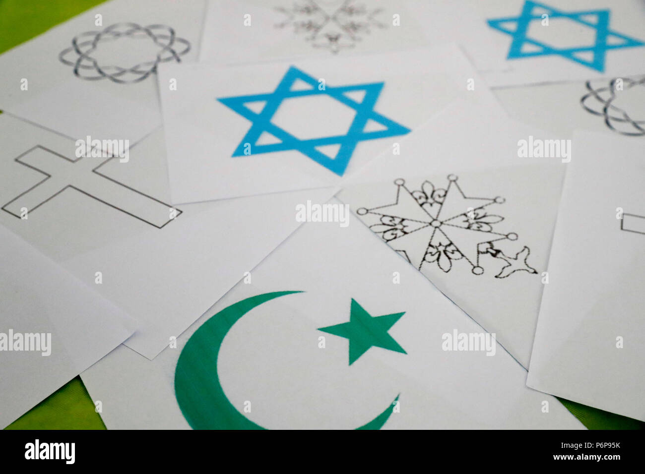 Interfaith dialogue. Symbols of islam, juda•sm and christianity. Annecy ...