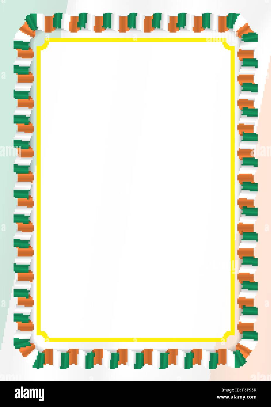 Frame and border of ribbon with Ireland flag, template elements for ...