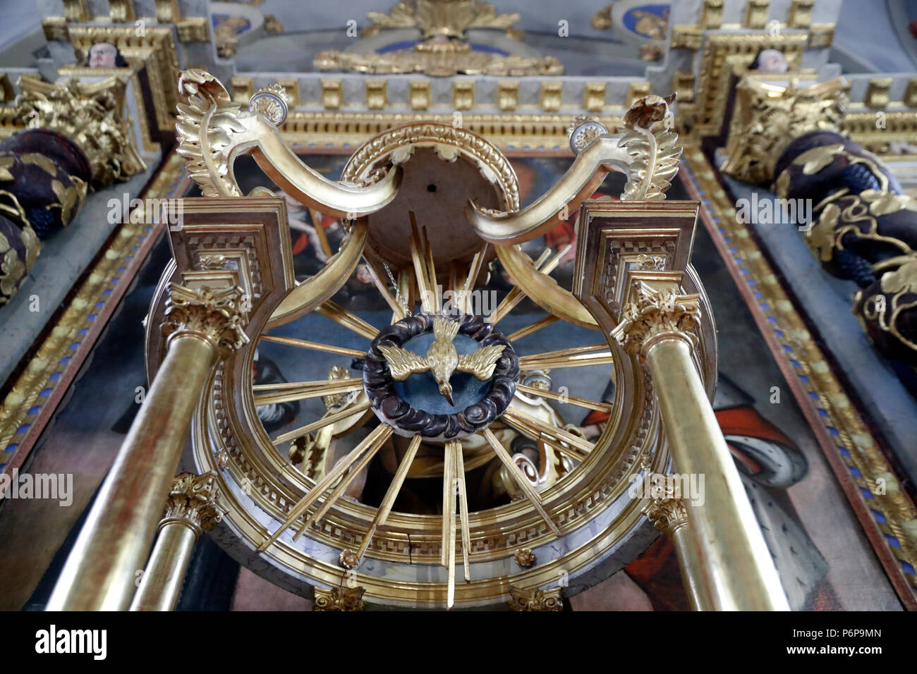 Saint Pierre and Saint Paul church. Baroque reredos. Holy spirit. Passy ...
