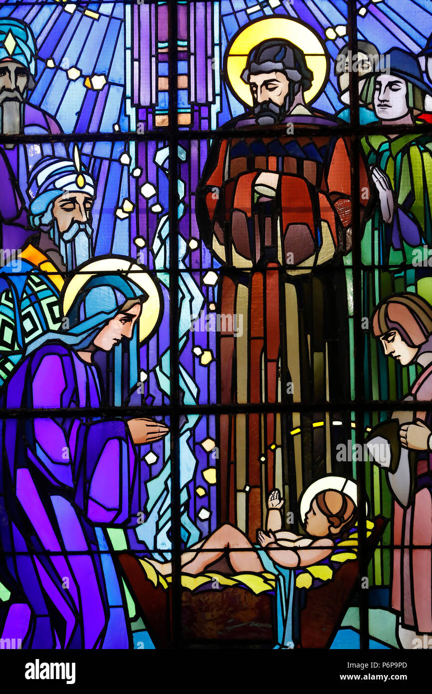 Nativity of Christ. Christmas crib. Saint-Joseph church. Nativity of ...