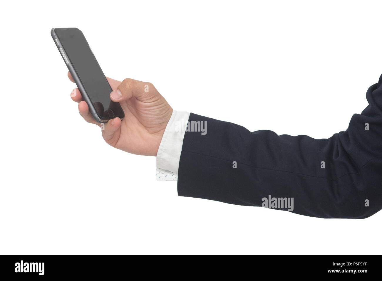 Business man holding a mobile phone - business concept Stock Photo - Alamy