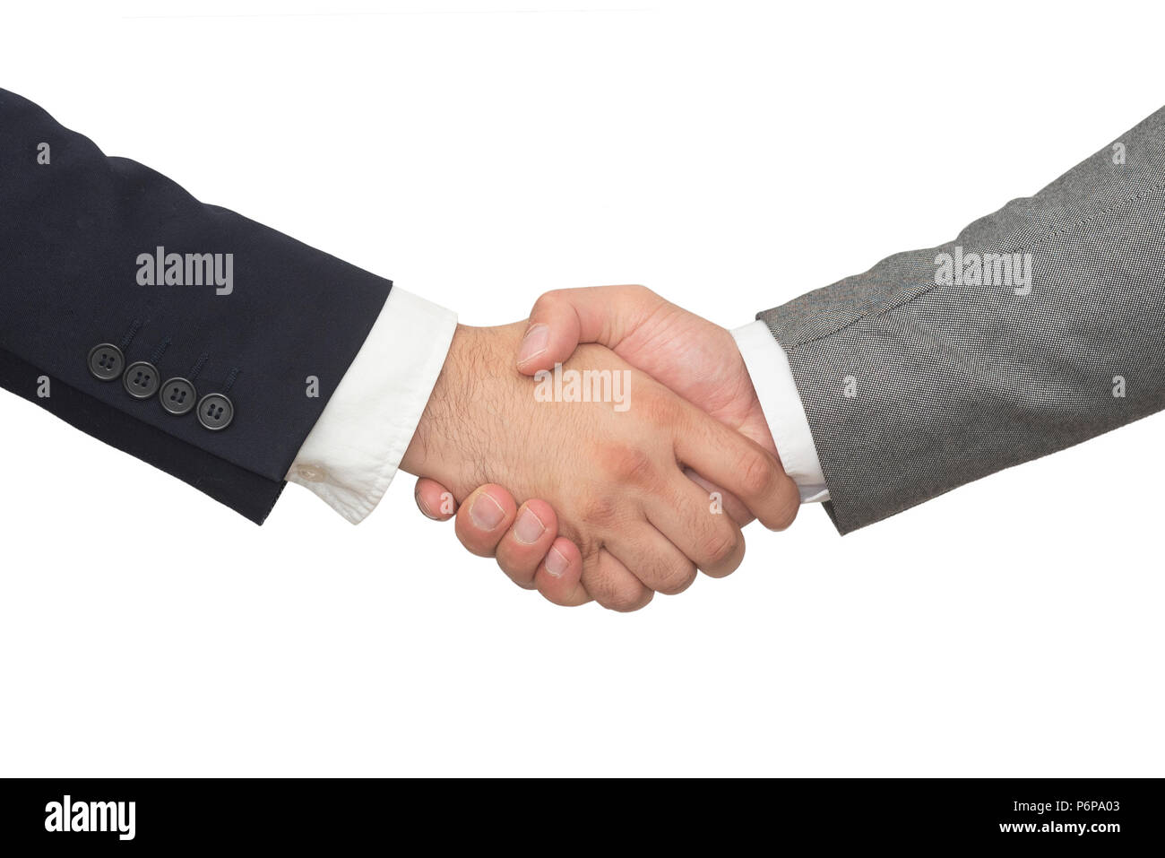 Partners shaking hands isolated on a white background - business ...