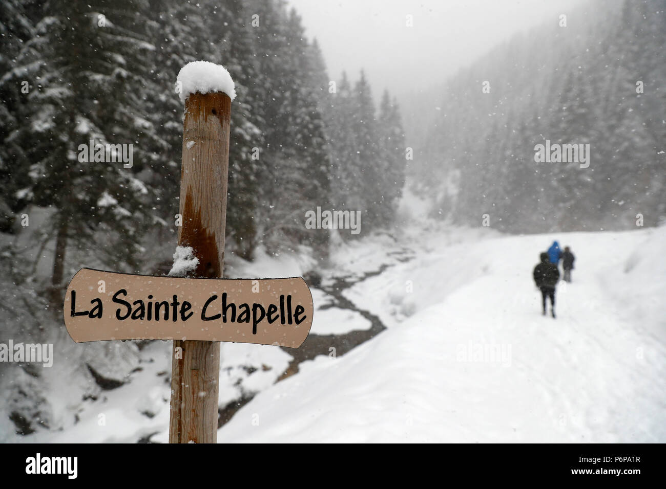 Path in winter. La Sainte Chapelle. Les Contamines. France Stock Photo ...
