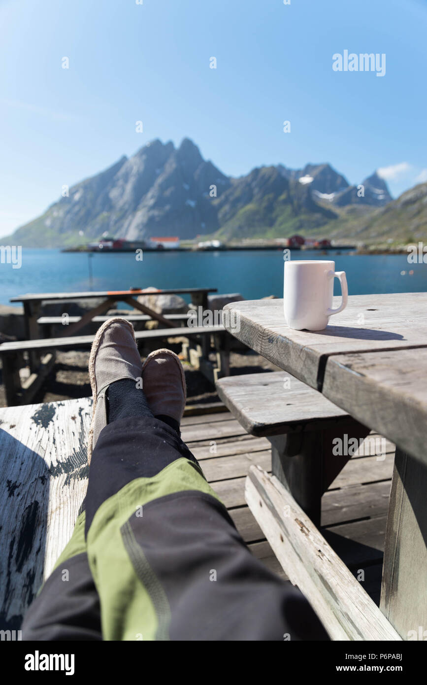Coffee break in Sund, Lofoten Islands, Norway Stock Photo - Alamy