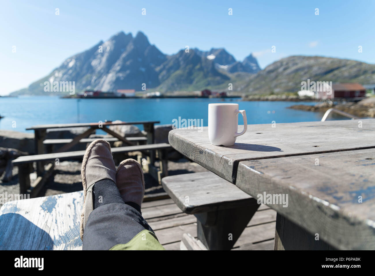 Coffee break in Sund, Lofoten Islands, Norway Stock Photo - Alamy