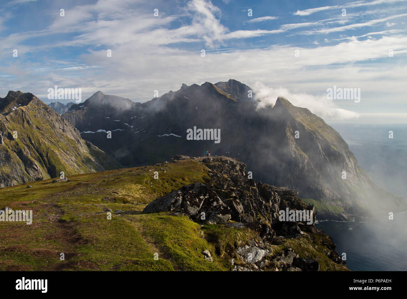 Scene from the summit of Ryten, Nordland, Norway Stock Photo - Alamy