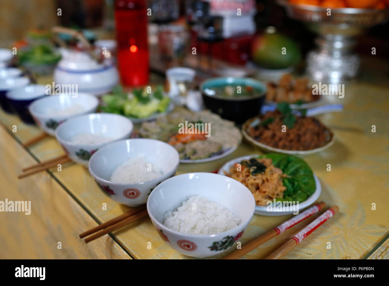 Buddhist altar food offerings hi-res stock photography and images - Alamy