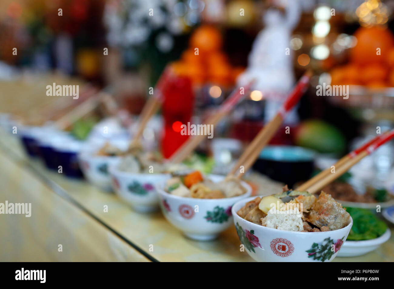 Buddhist altar food offerings hi-res stock photography and images - Alamy