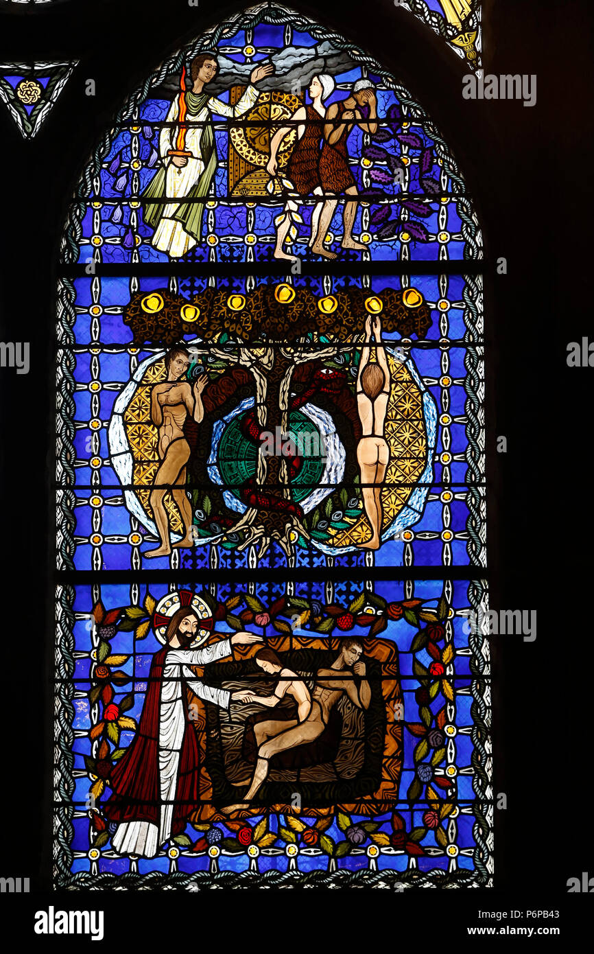 Notre Dame de Clermont cathedral, Clermont-Ferrand, France. Stained ...