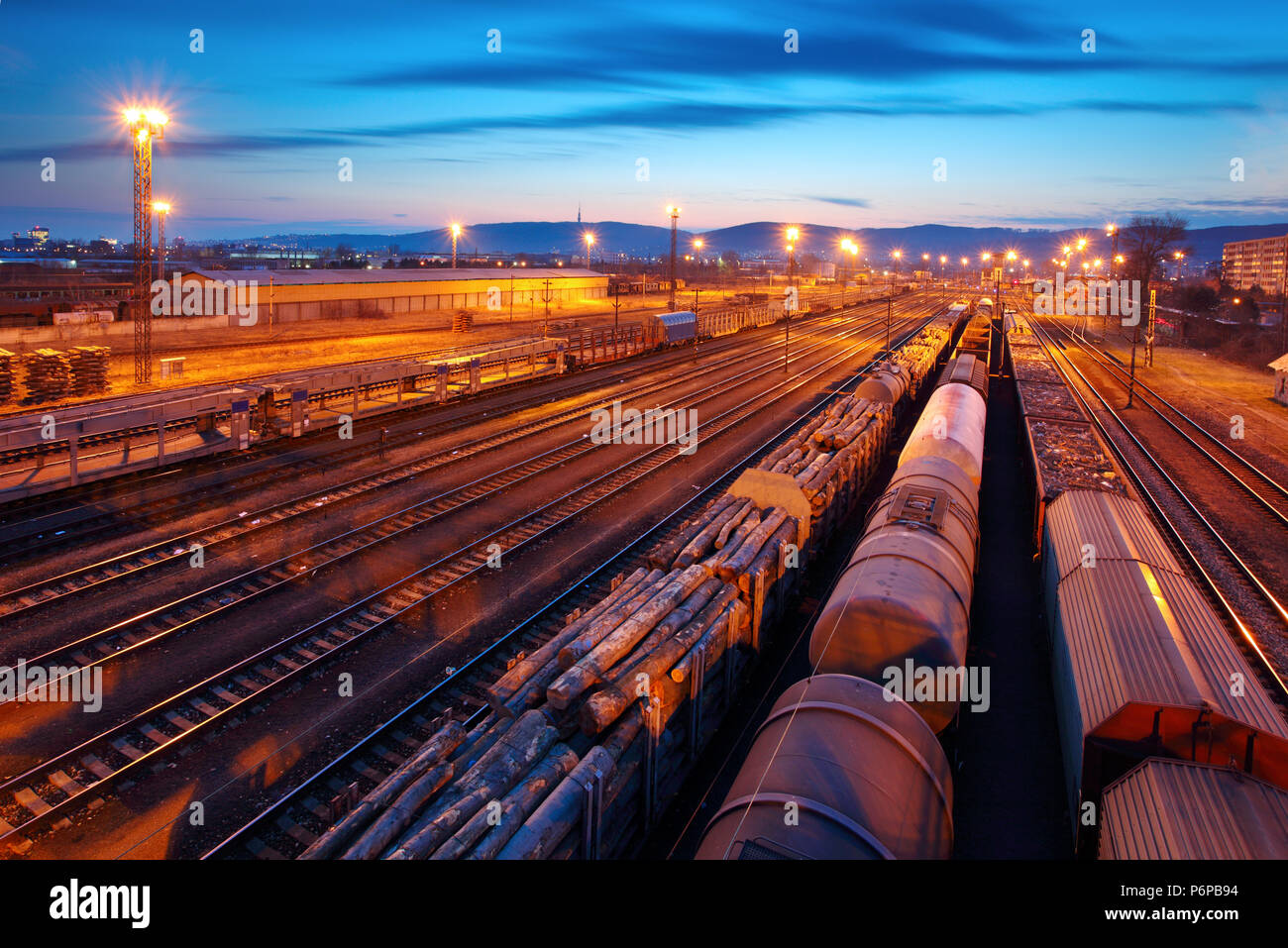 Freight Station with trains - Cargo transportation Stock Photo - Alamy