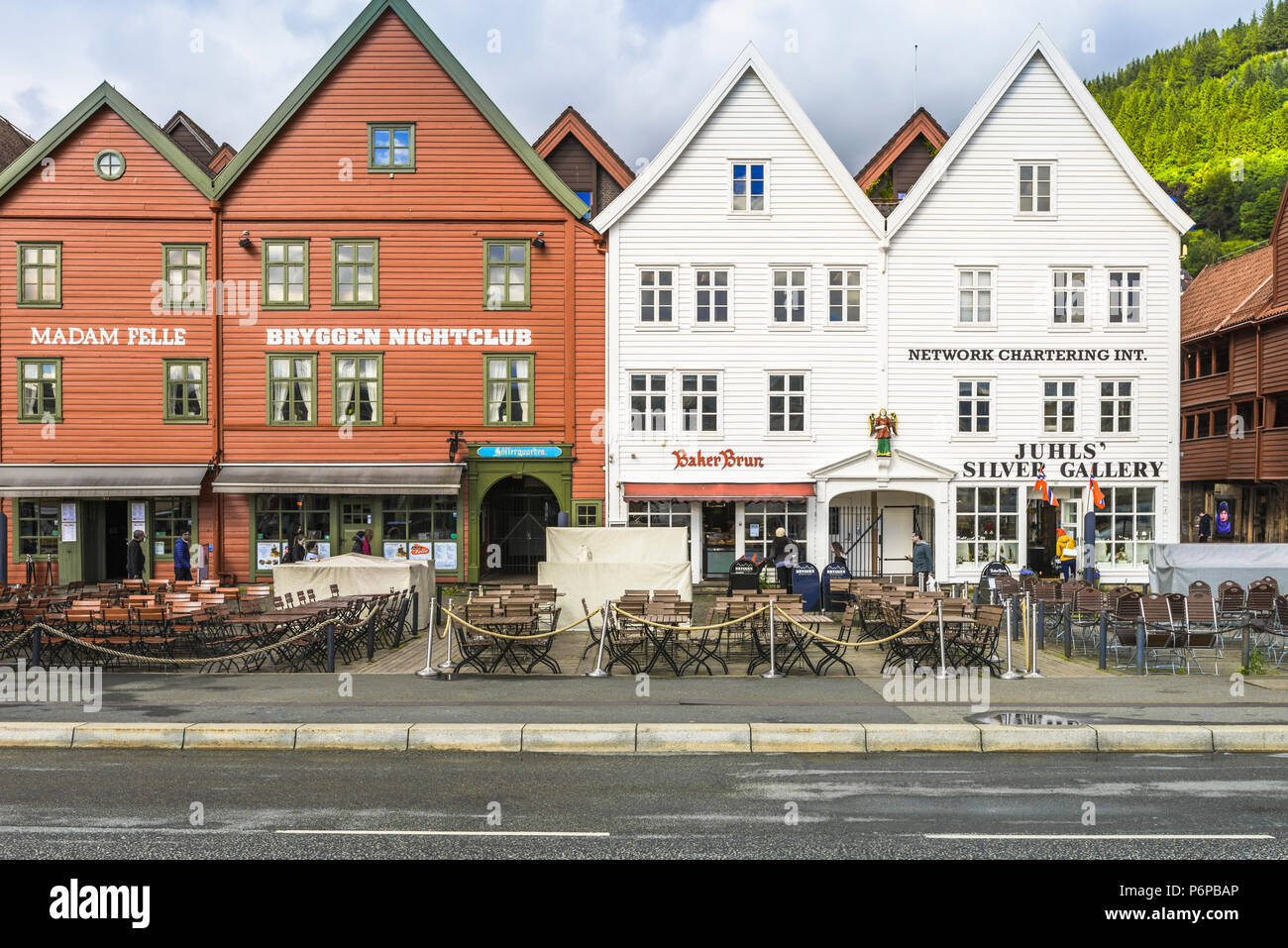 Old Hanseatic buildings of Bryggen in Bergen, Norway, front line Stock ...