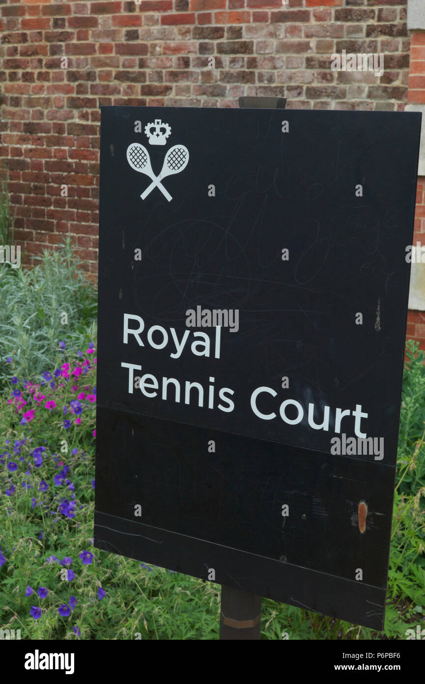 Royal tennis court sign Stock Photo - Alamy