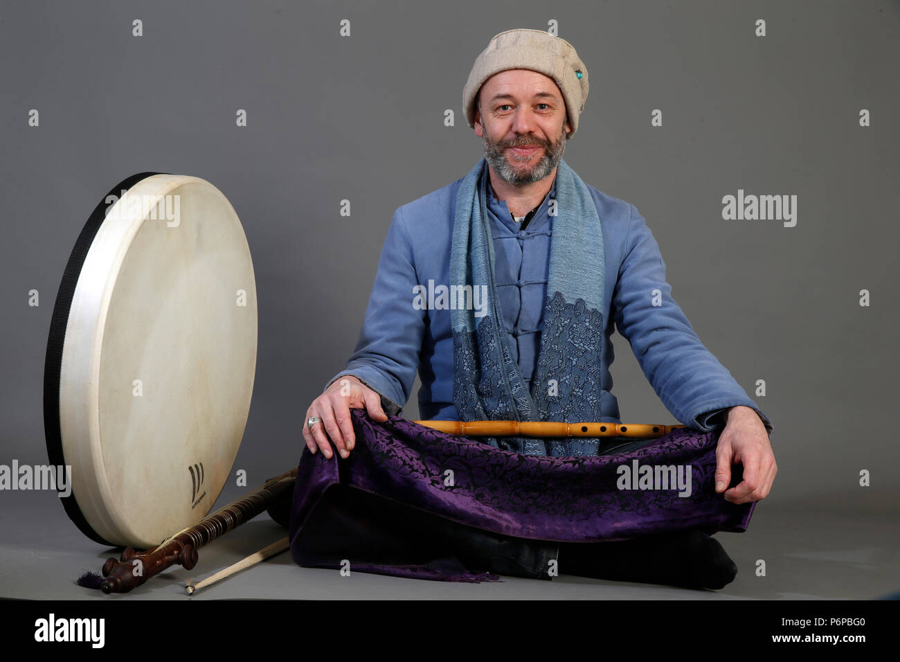 Sufi musician with traditional instruments. Paris, France Stock Photo ...