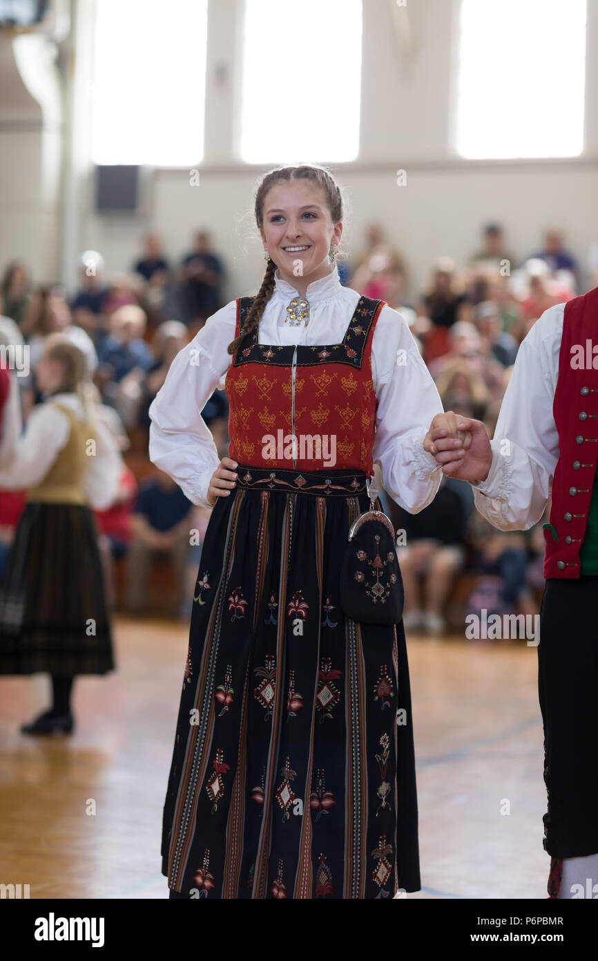 Stoughton, Wisconsin, USA - May 19, 2018 The Stoughton Norwegian ...