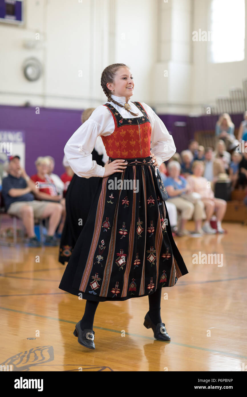 Stoughton, Wisconsin, USA - May 19, 2018 The Stoughton Norwegian ...