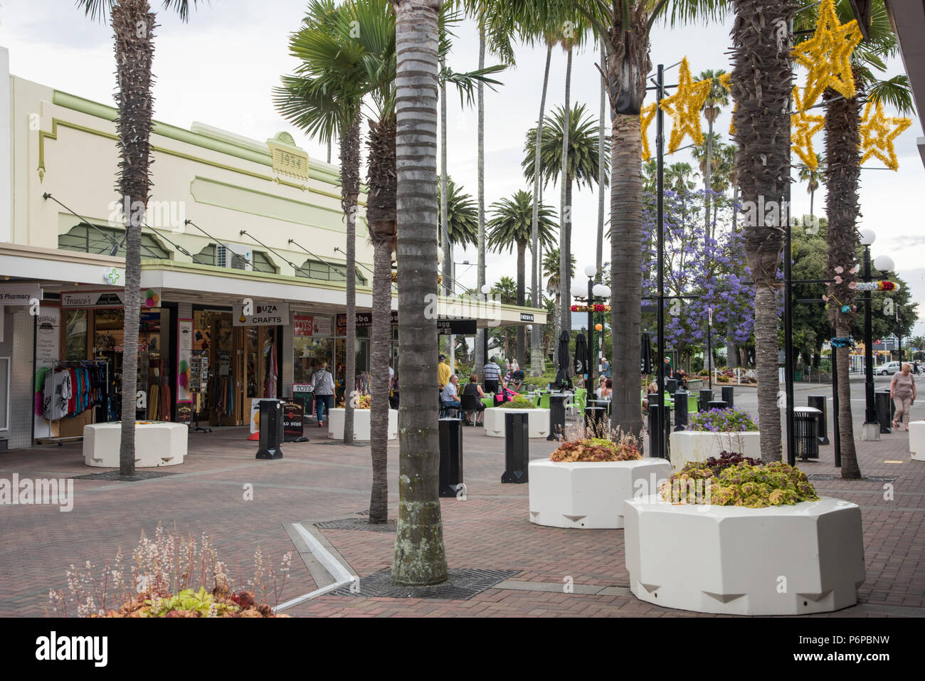 Napier,North Island,New Zealand-December 15,2016: Art Deco storefronts ...